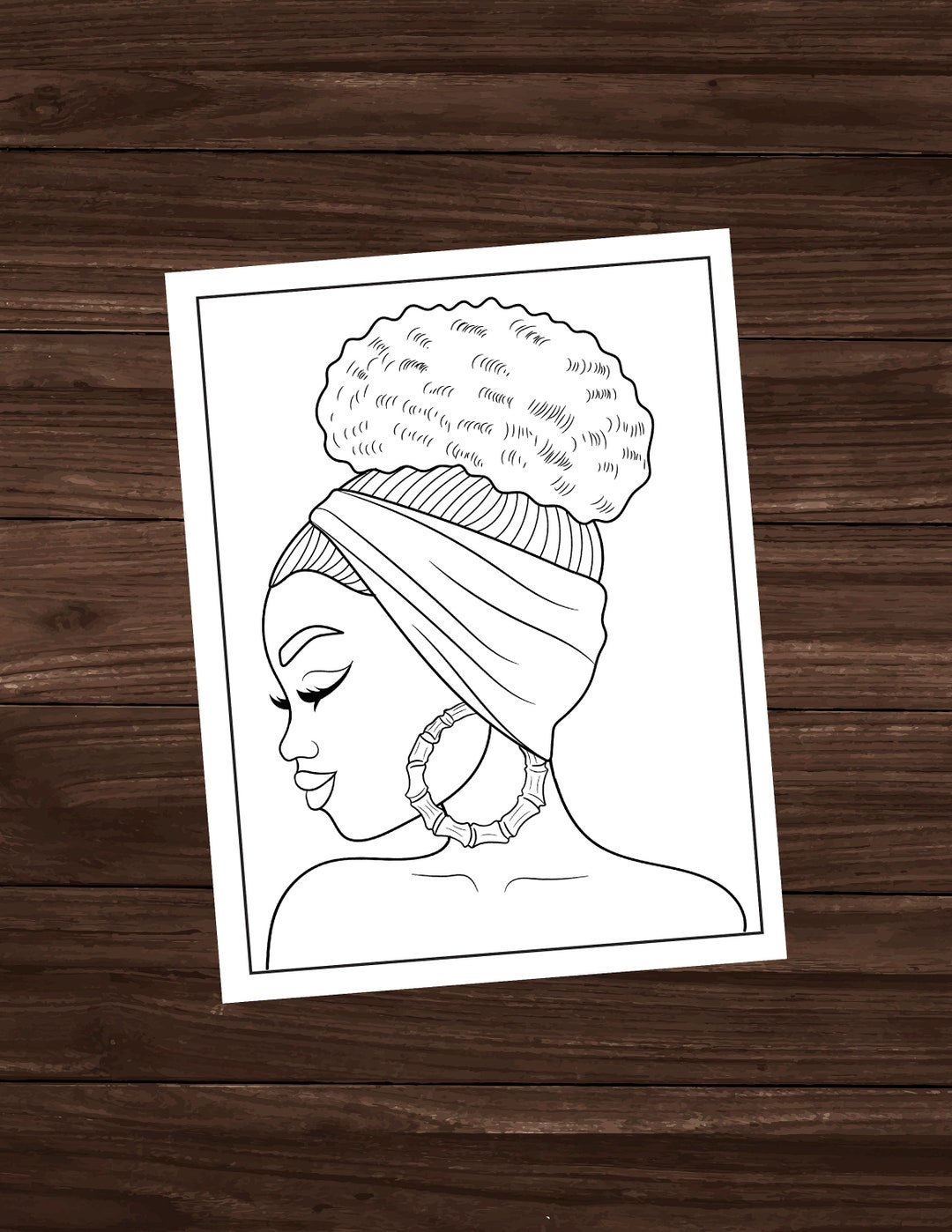 Black Girl Headband Coloring Page, Printable Coloring Page, All Ages ...