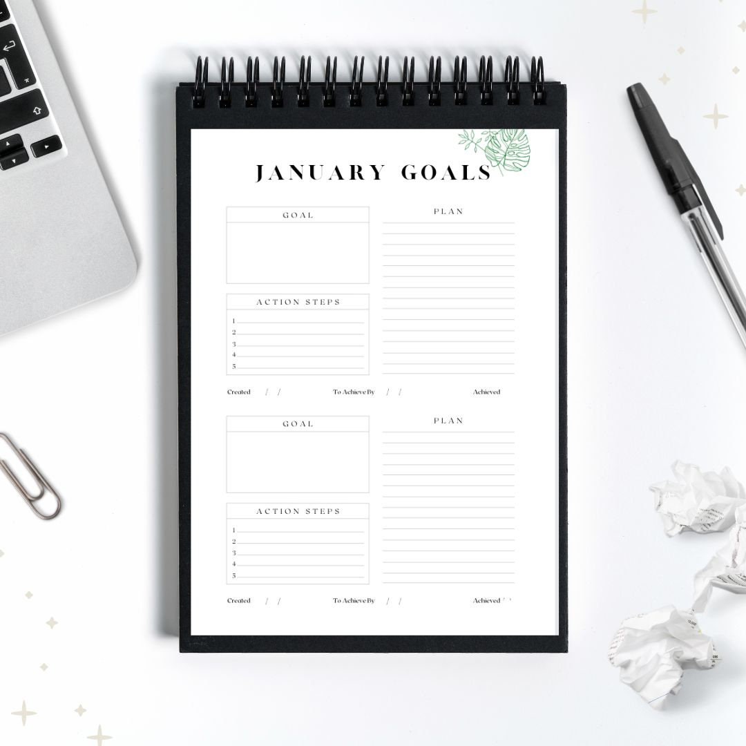 Monthly Goals Sheet, Printable Sheet, Goals Template, Goal Planner ...