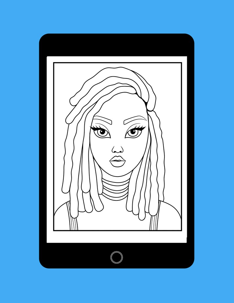 Black Girl Locs Coloring Page, Printable Coloring Page, All Ages ...