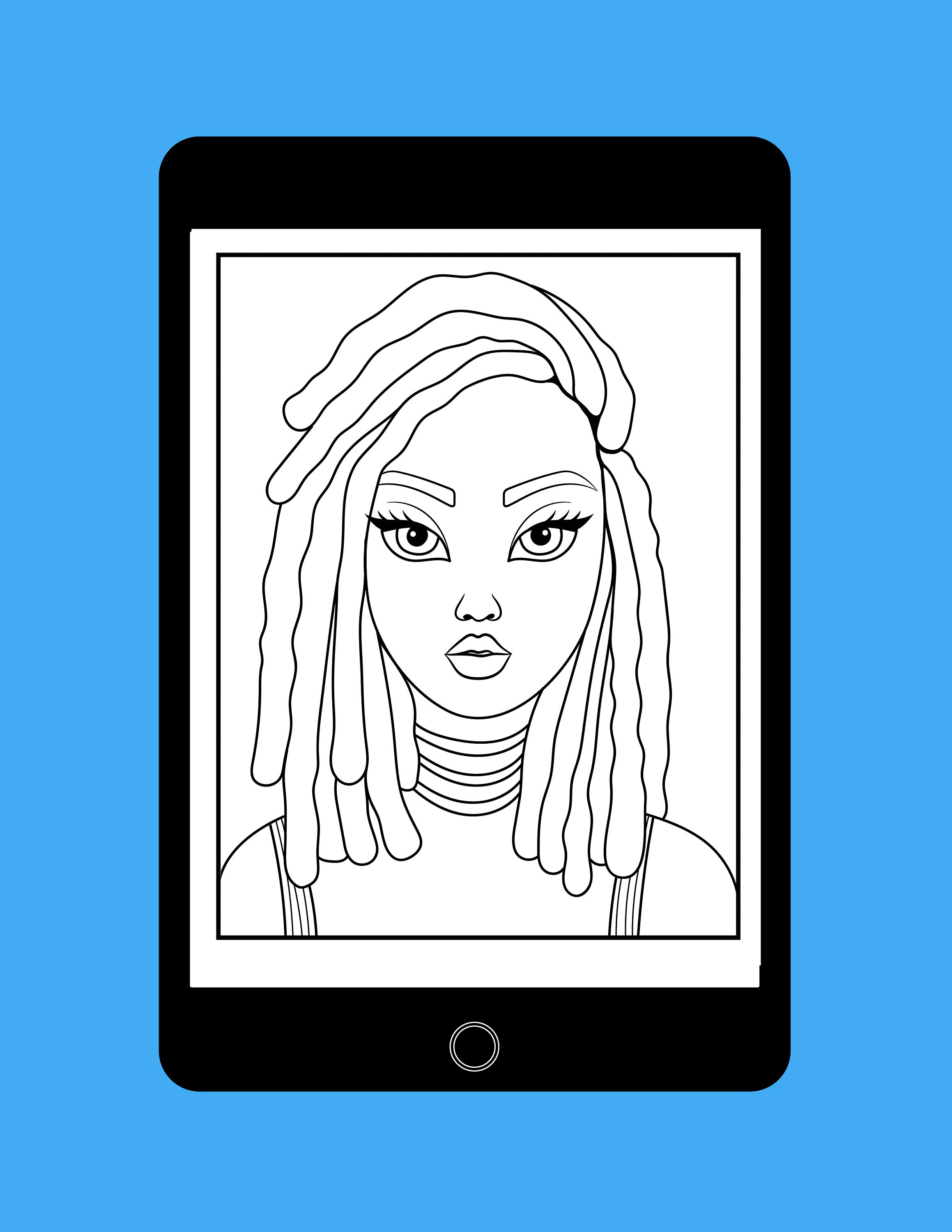 Black Girl Locs Coloring Page, Printable Coloring Page, All Ages ...