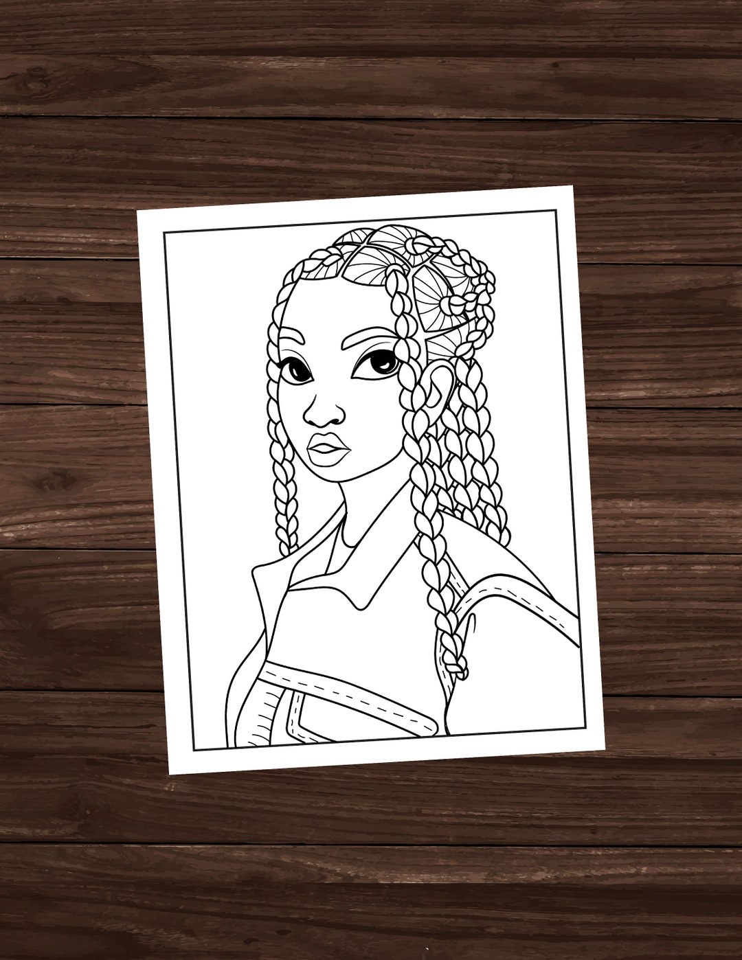 Black Girl Braids Coloring Page, Printable Coloring Page, All Ages ...