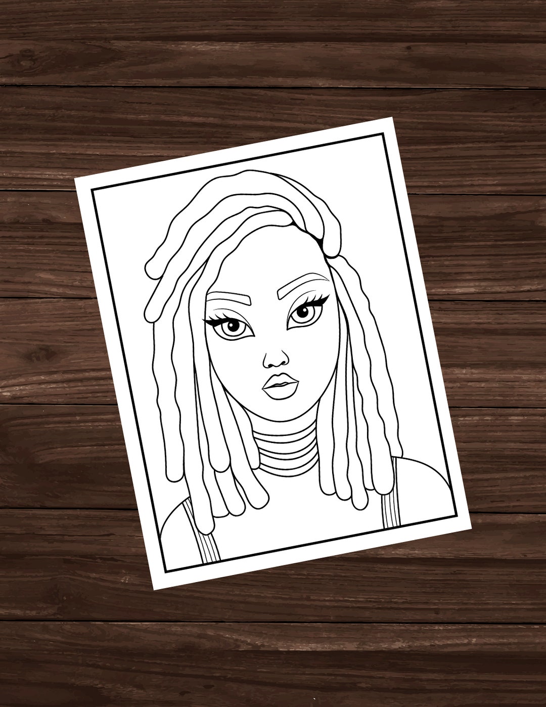 Black Girl Locs Coloring Page, Printable Coloring Page, All Ages ...