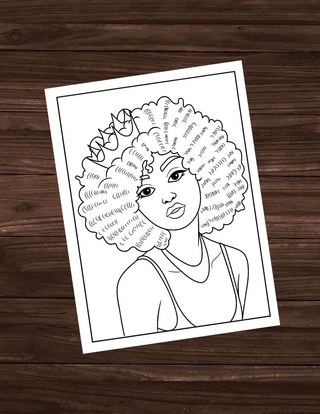 Black Girl Queen Coloring Page, Printable Coloring Page, All Ages ...