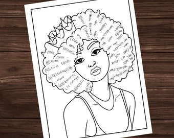 Black Girl Locs Coloring Page, Printable Coloring Page, All Ages ...