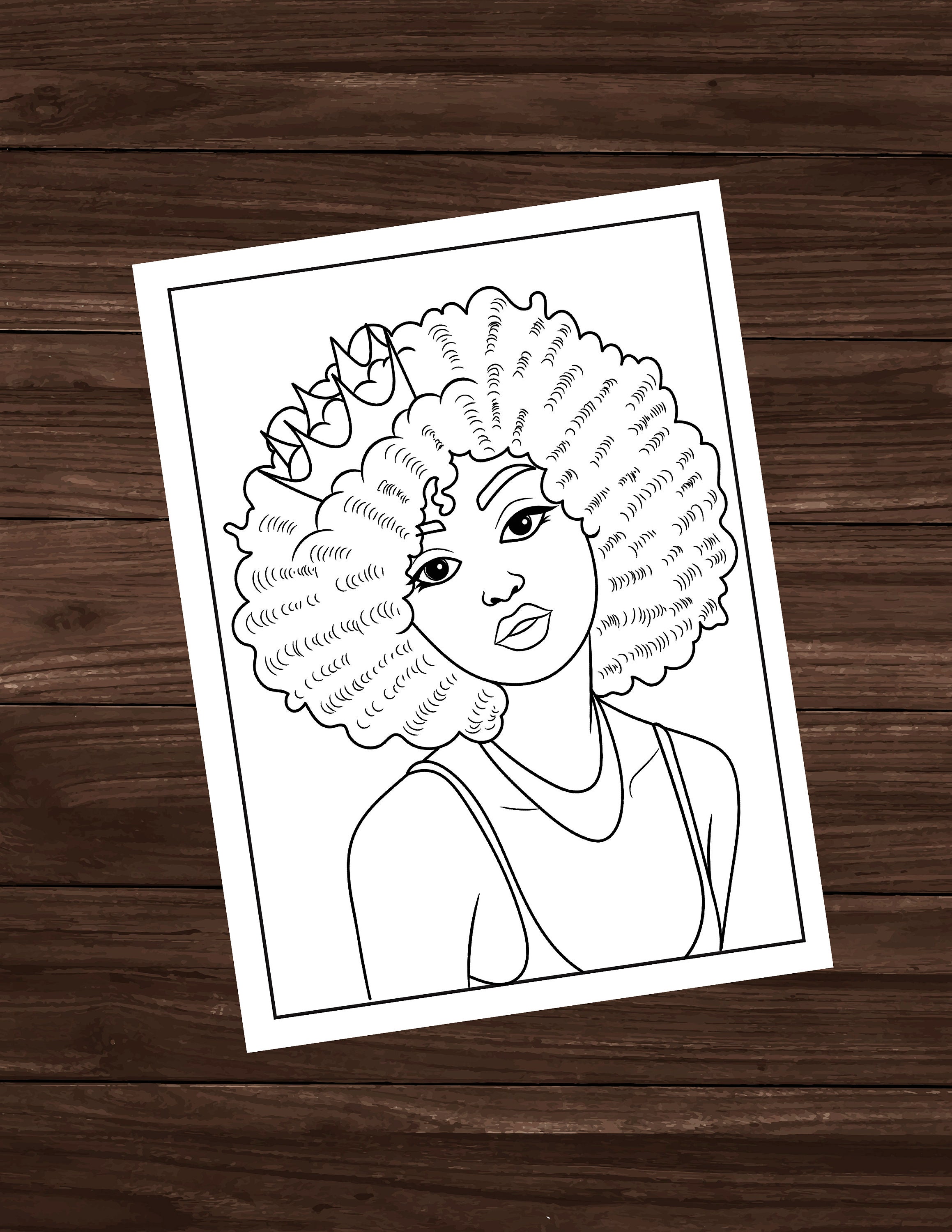 Black Girl Queen Coloring Page, Printable Coloring Page, All Ages ...