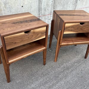 Solid Black Walnut Nightstand With Integrated Outlet - Etsy