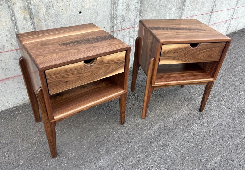 Solid Black Walnut Nightstand With Integrated Outlet - Etsy