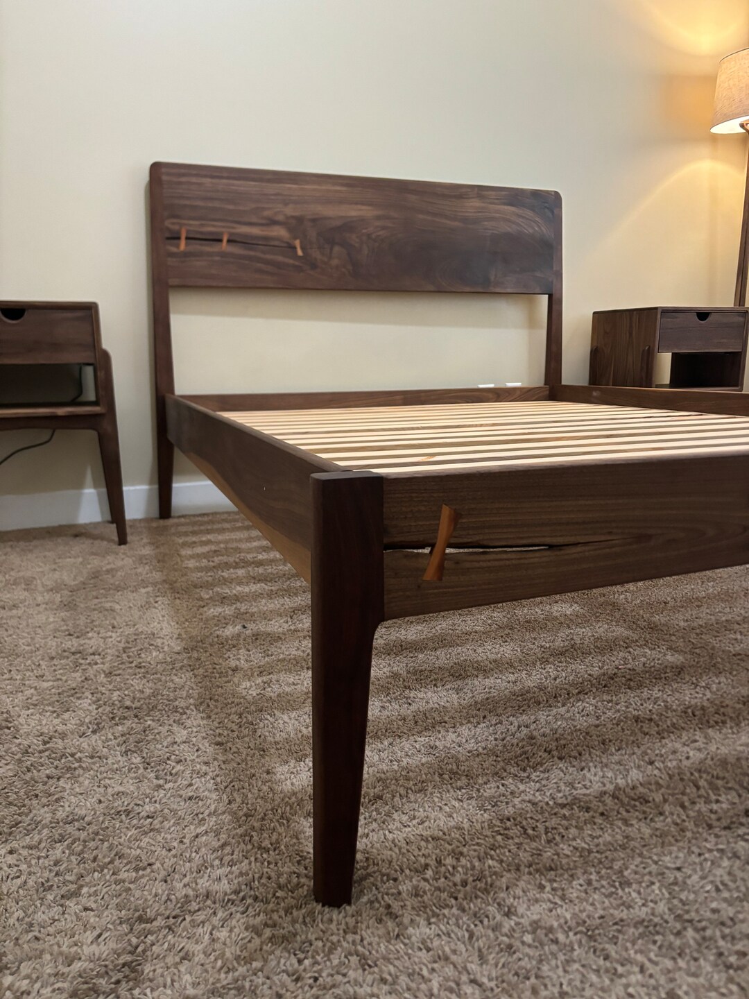 Custom Walnut Mid Century Modern Inspired Bed Frame - Etsy