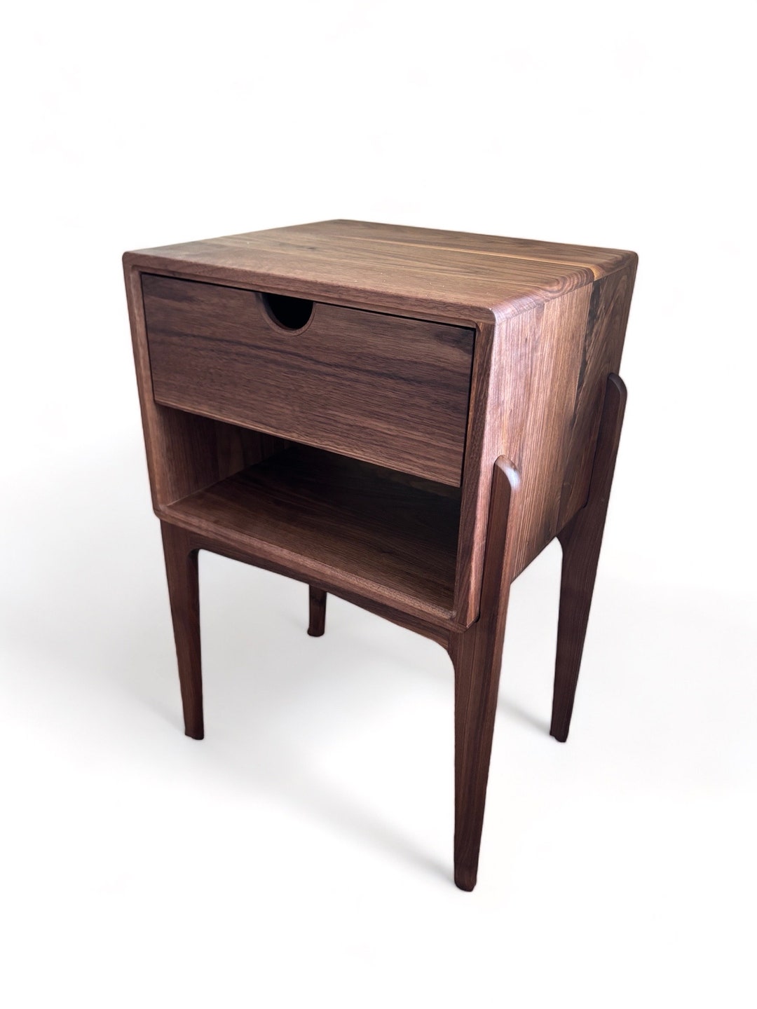 Mid Century Modern Solid Walnut Night Stand. With Integrated Power ...