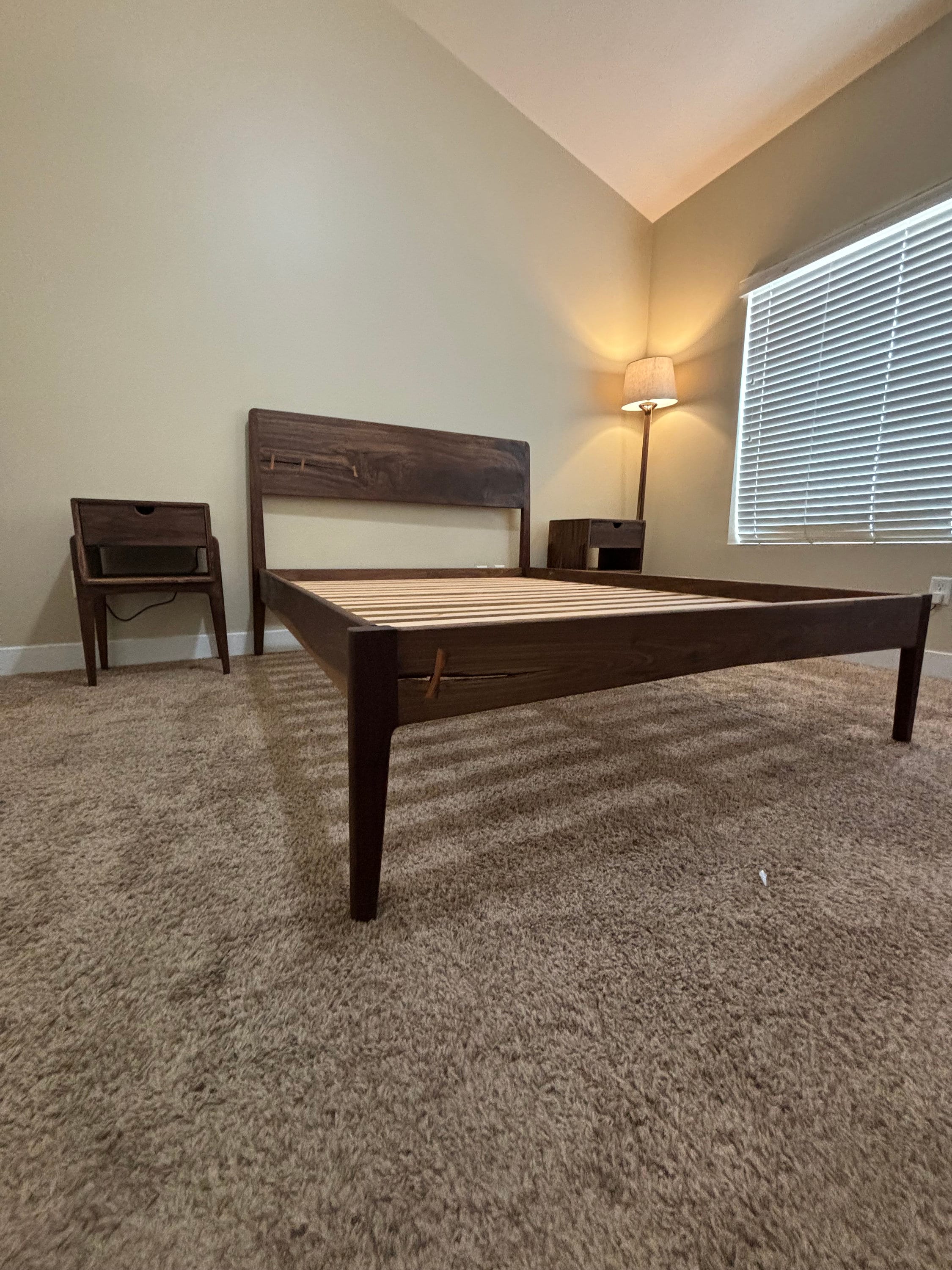 Custom Walnut Mid Century Modern Inspired Bed Frame - Etsy