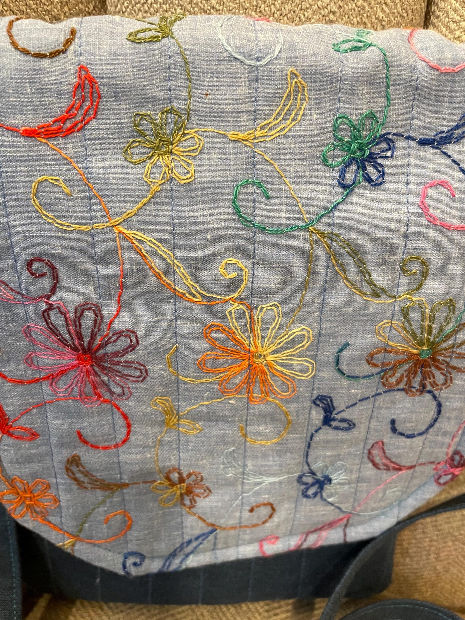 Crossbody Essentials Purse - Embroidered Flowers Blue Purse Compact ...