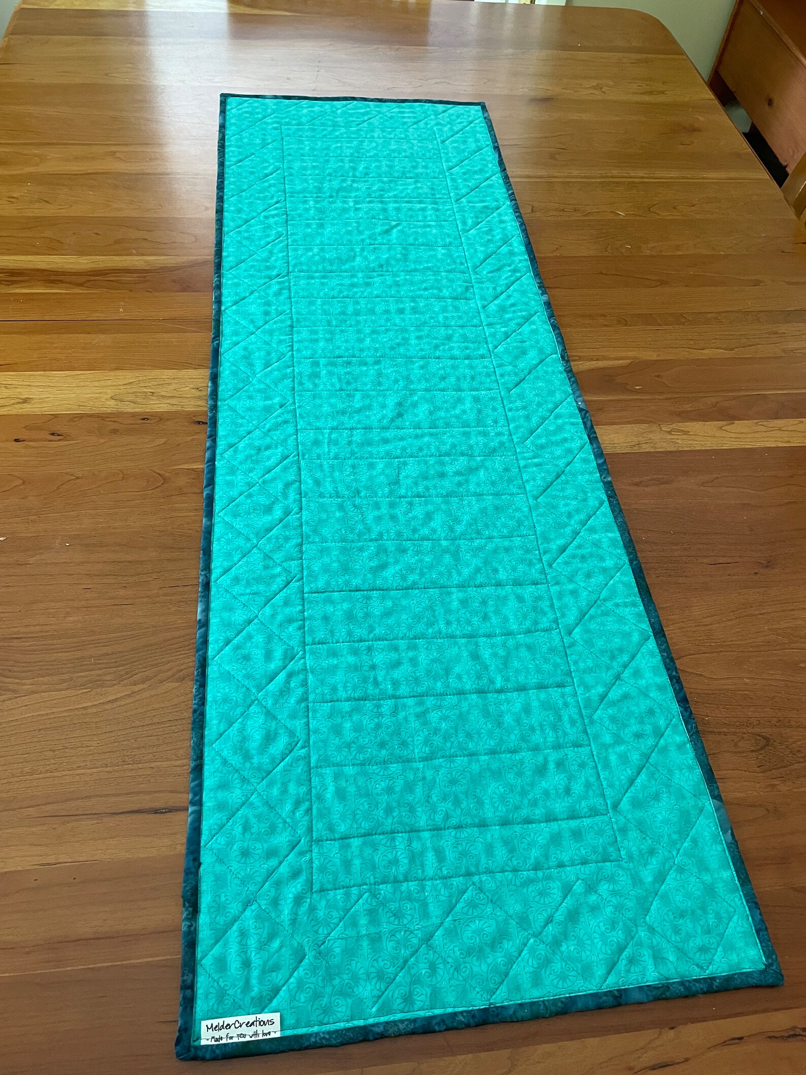 Table Runner Beachy Blues and Greens 45 X 15 Reversible Handmade Table ...