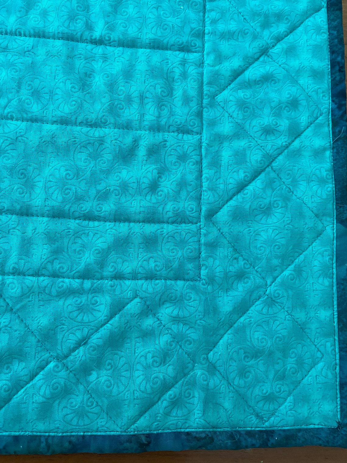 Table Runner Beachy Blues and Greens 45 X 15 Reversible Handmade Table ...