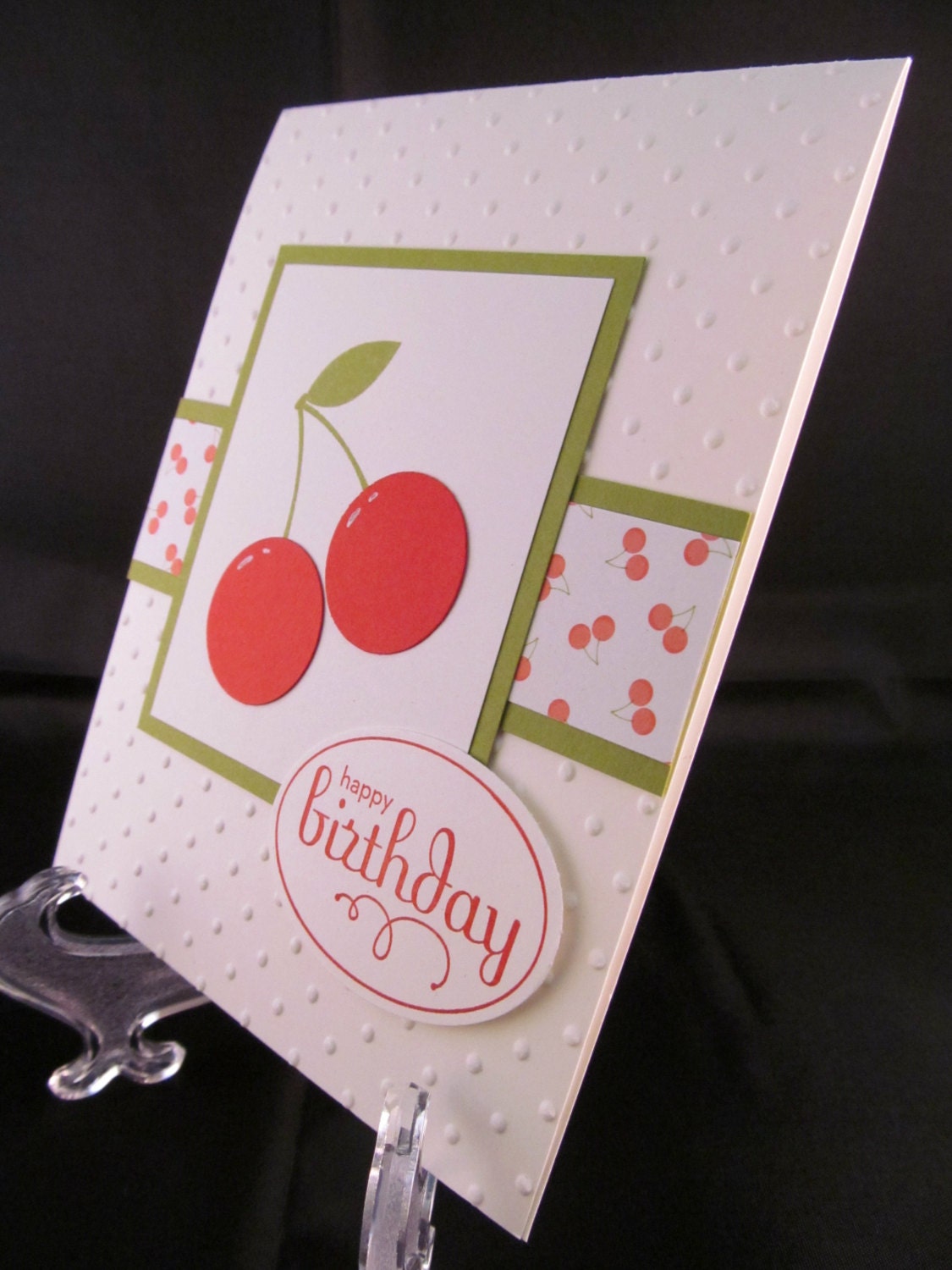 CHERRY GREETINGS Hand Stamped Birthday Greeting Card - Etsy