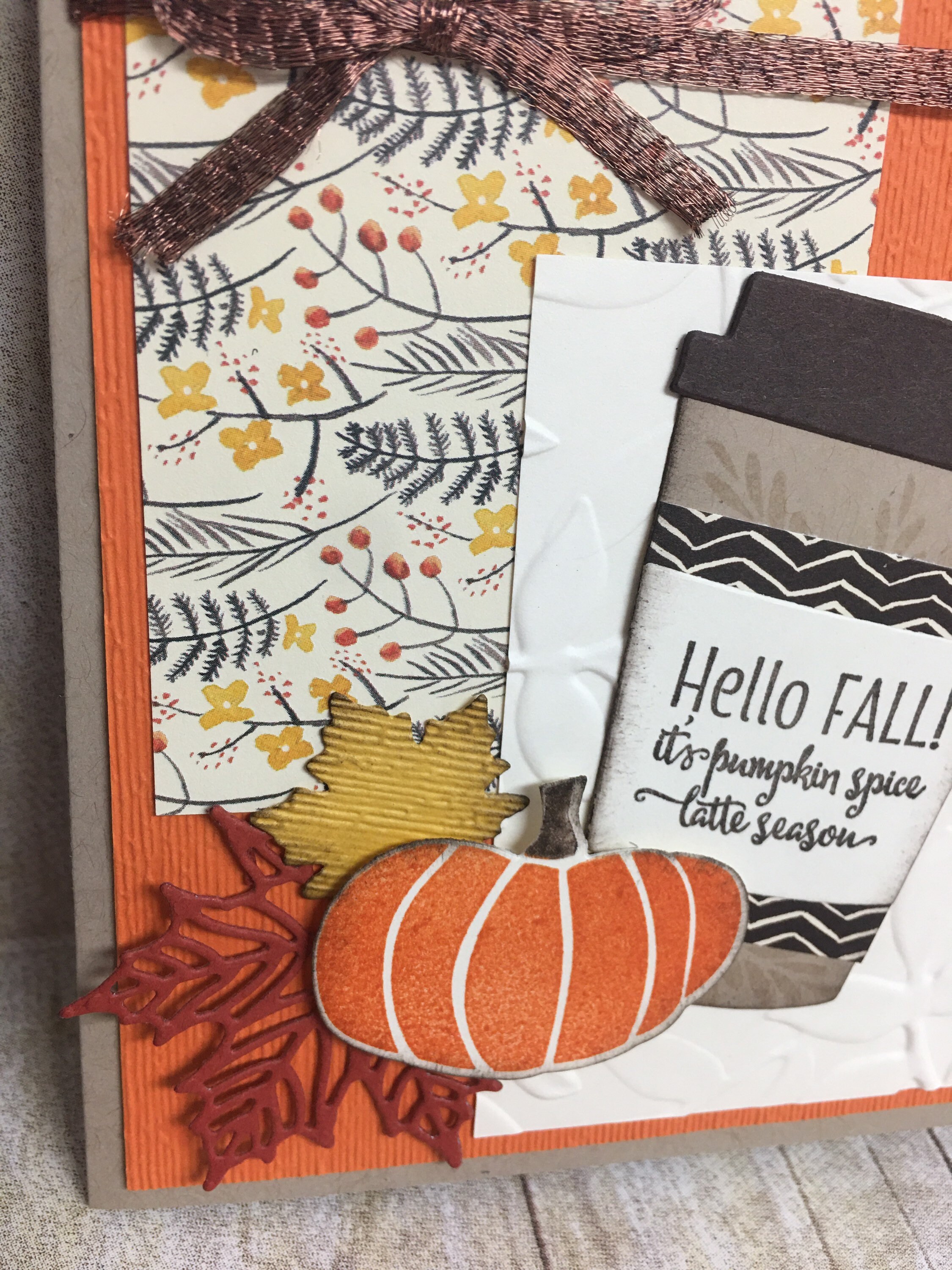 PUMPKIN SPICE LATTE Season Hello Fall! Hand Stamped Greeting Card - Etsy