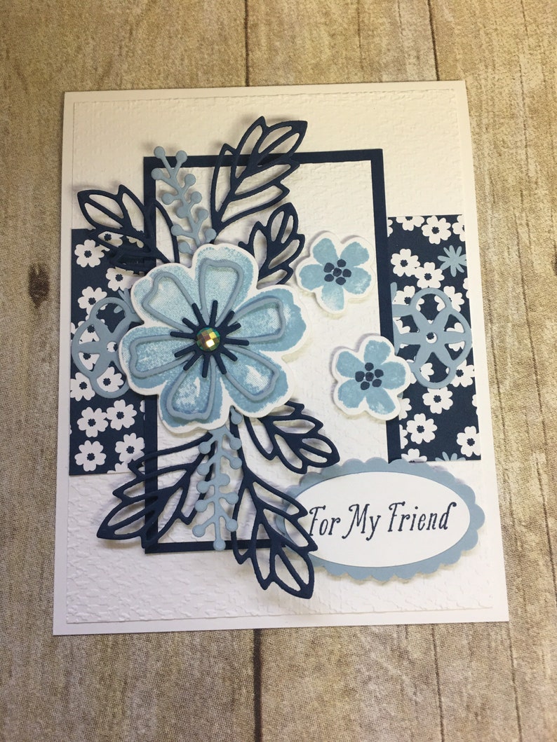 BLUE FLORAL BEAUTY All Occasion Hand Stamped Greeting Card - Etsy