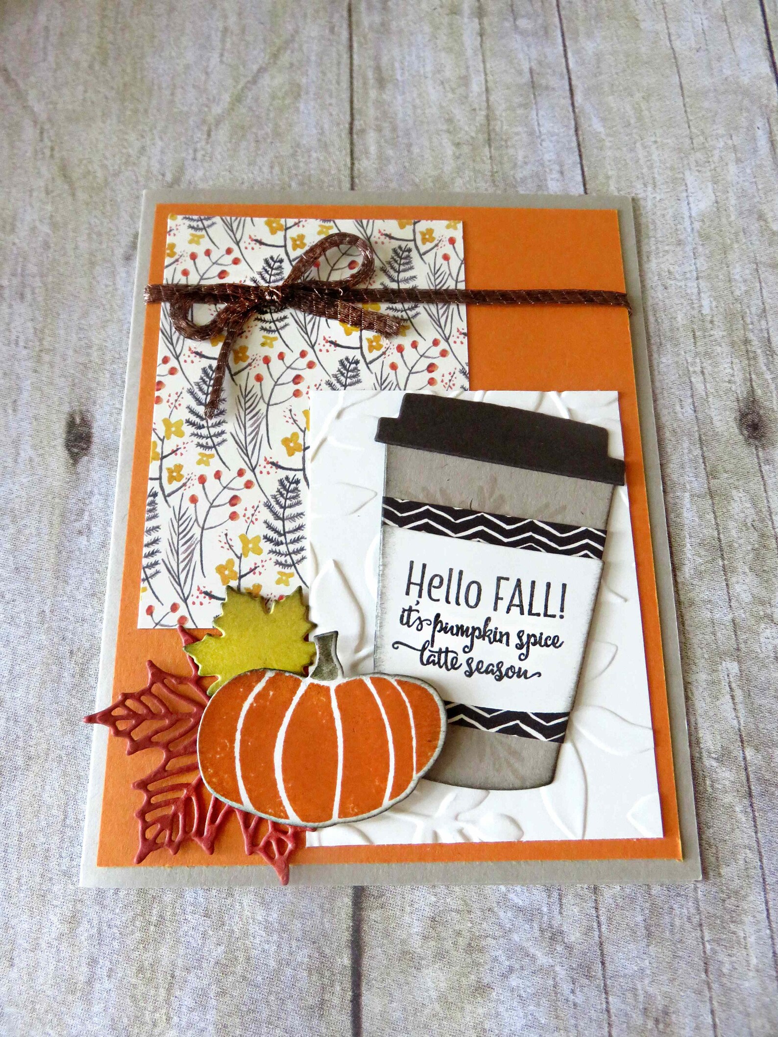 PUMPKIN SPICE LATTE Season Hello Fall! Hand Stamped Greeting Card - Etsy