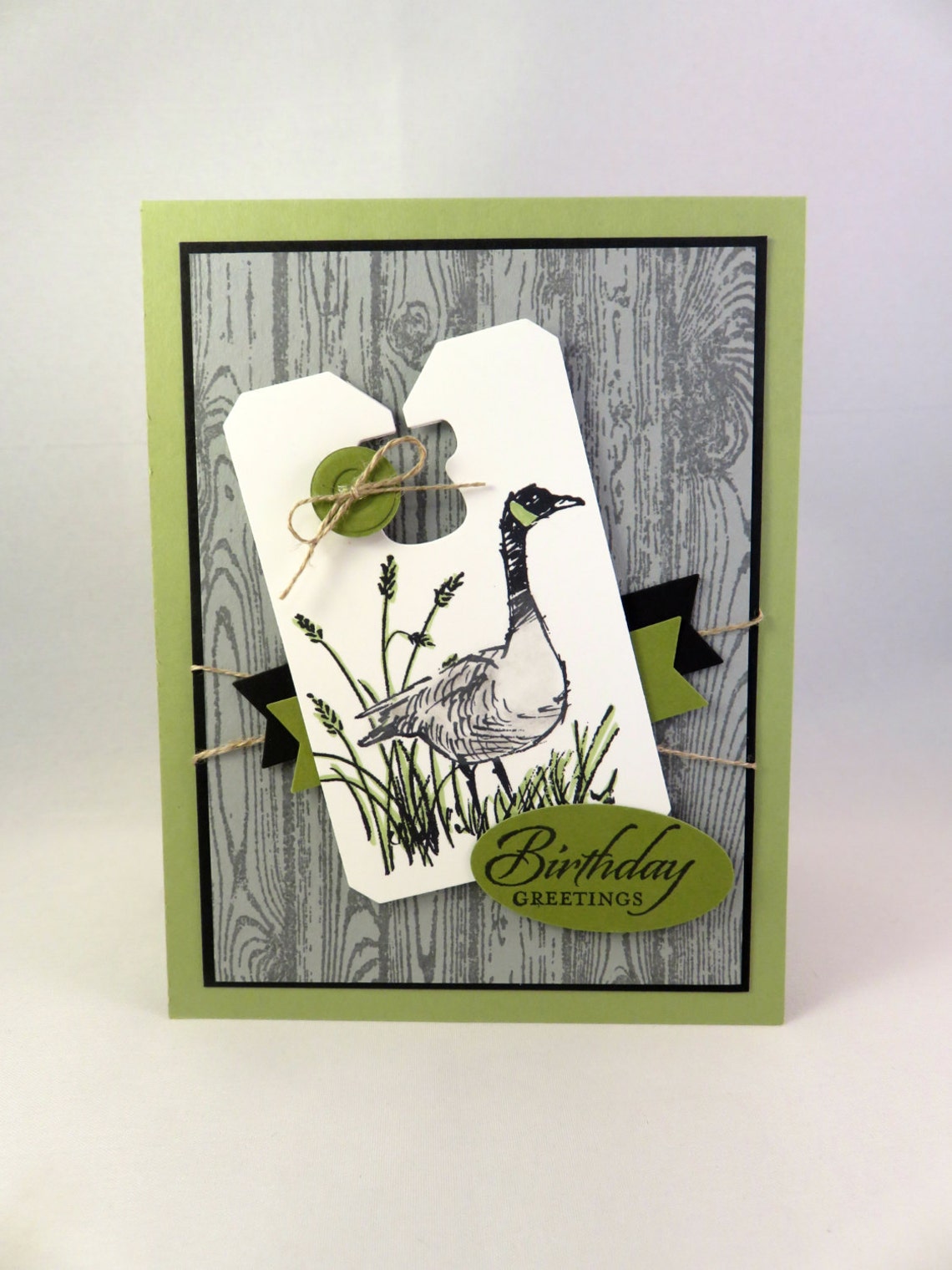 WETLANDS GOOSE BIRTHDAY Greetings Hand Stamped Card for the Naturalist ...