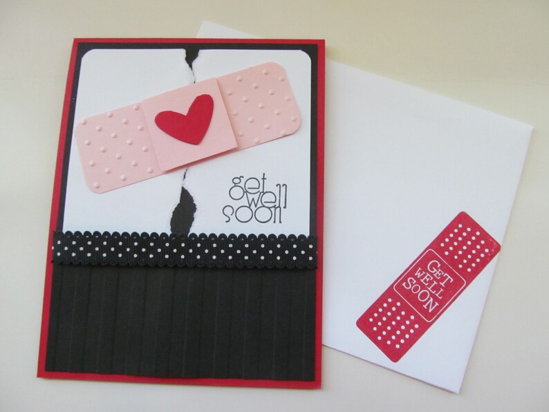 GET WELL Boo Boo Bandaid Hand Stamped Greeting Card - Etsy