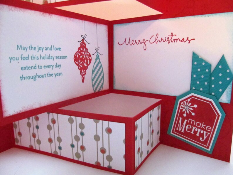 CHRISTMAS TRI-FOLD Hand Stamped Christmas Greeting Card with | Etsy
