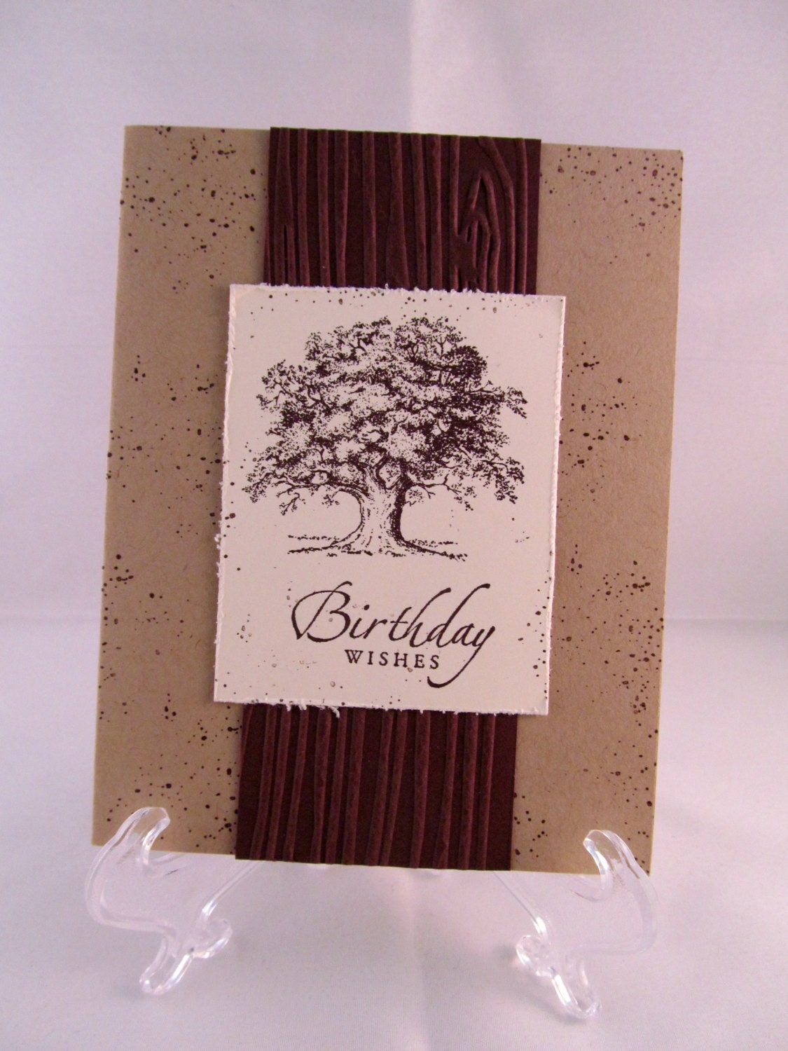 OAK TREE Hand Stamped Greeting Card for Birthday Thanks or - Etsy