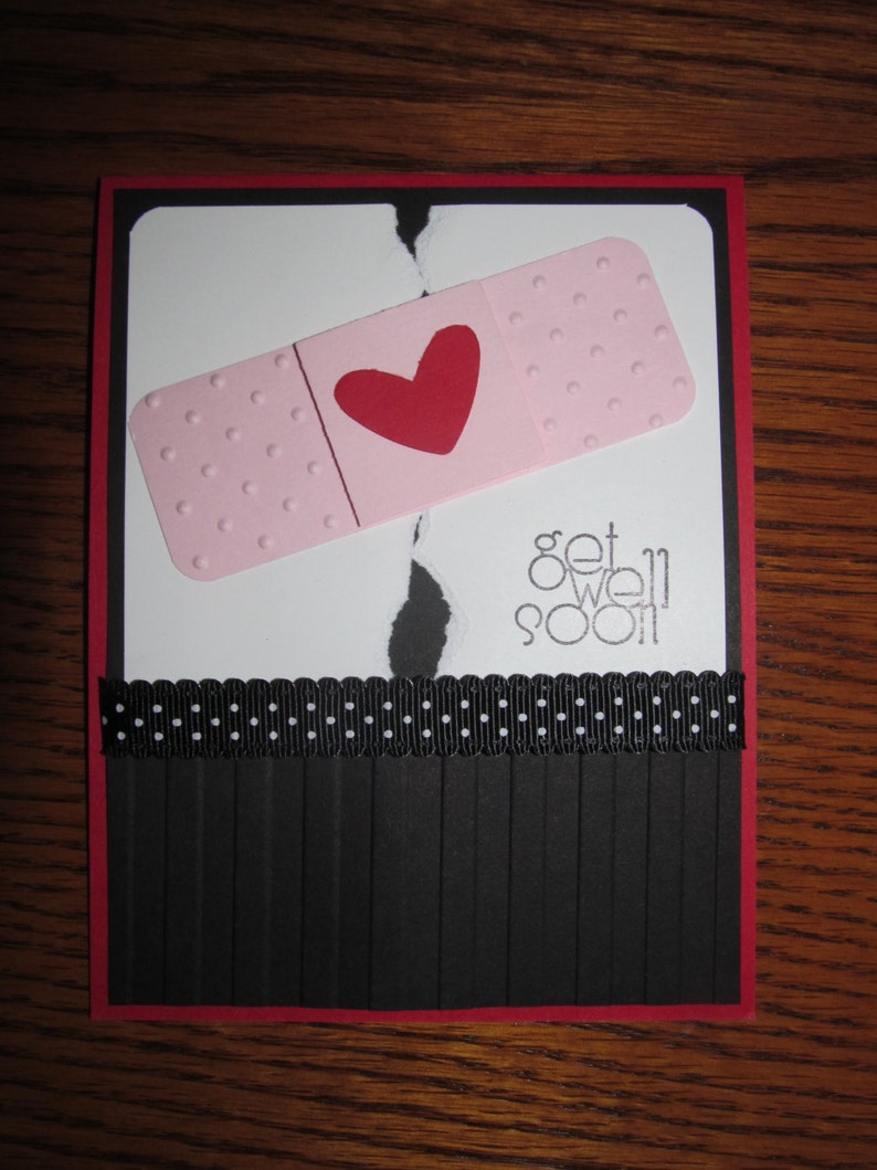 GET WELL Boo Boo Bandaid Hand Stamped Greeting Card - Etsy