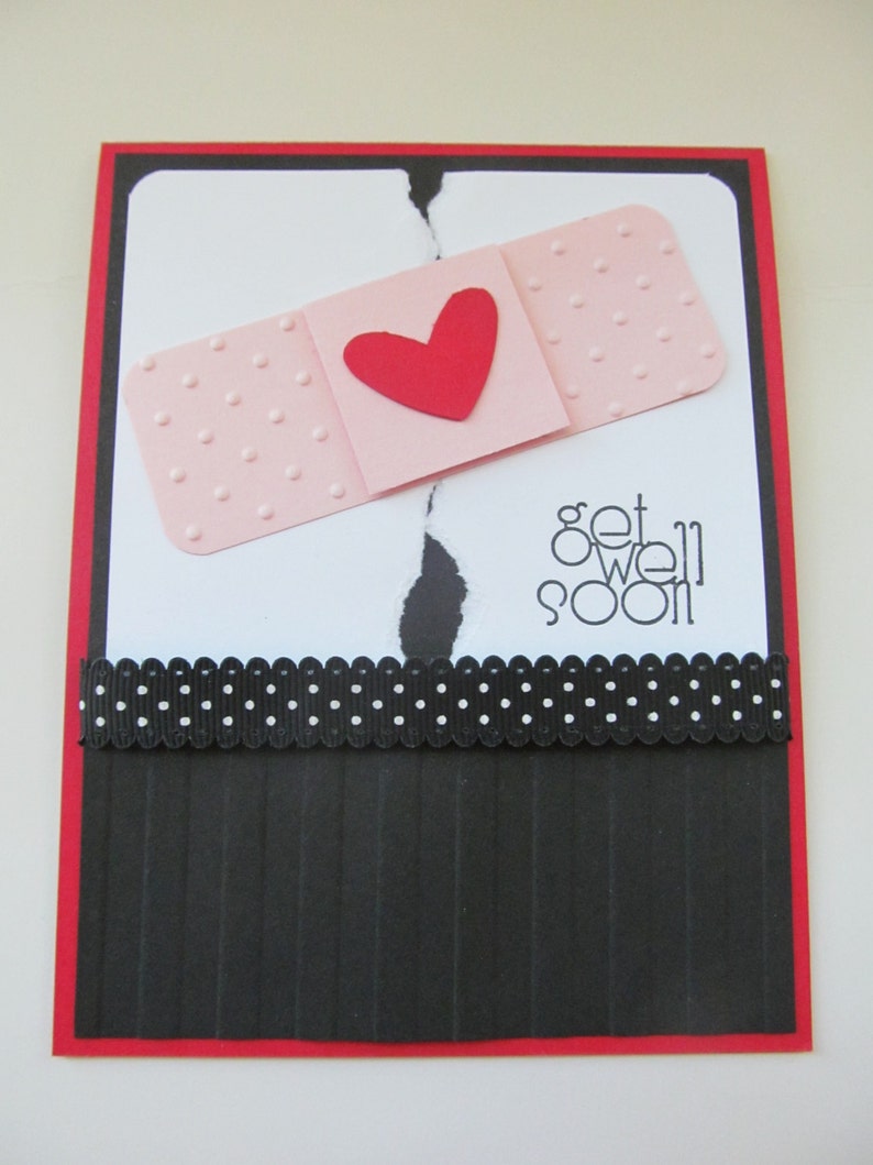 GET WELL Boo Boo Bandaid Hand Stamped Greeting Card - Etsy