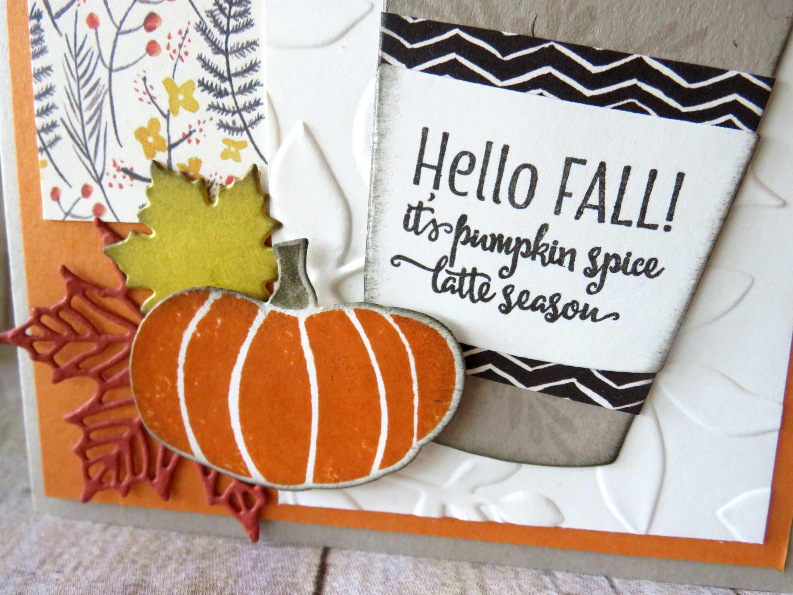 PUMPKIN SPICE LATTE Season Hello Fall! Hand Stamped Greeting Card - Etsy