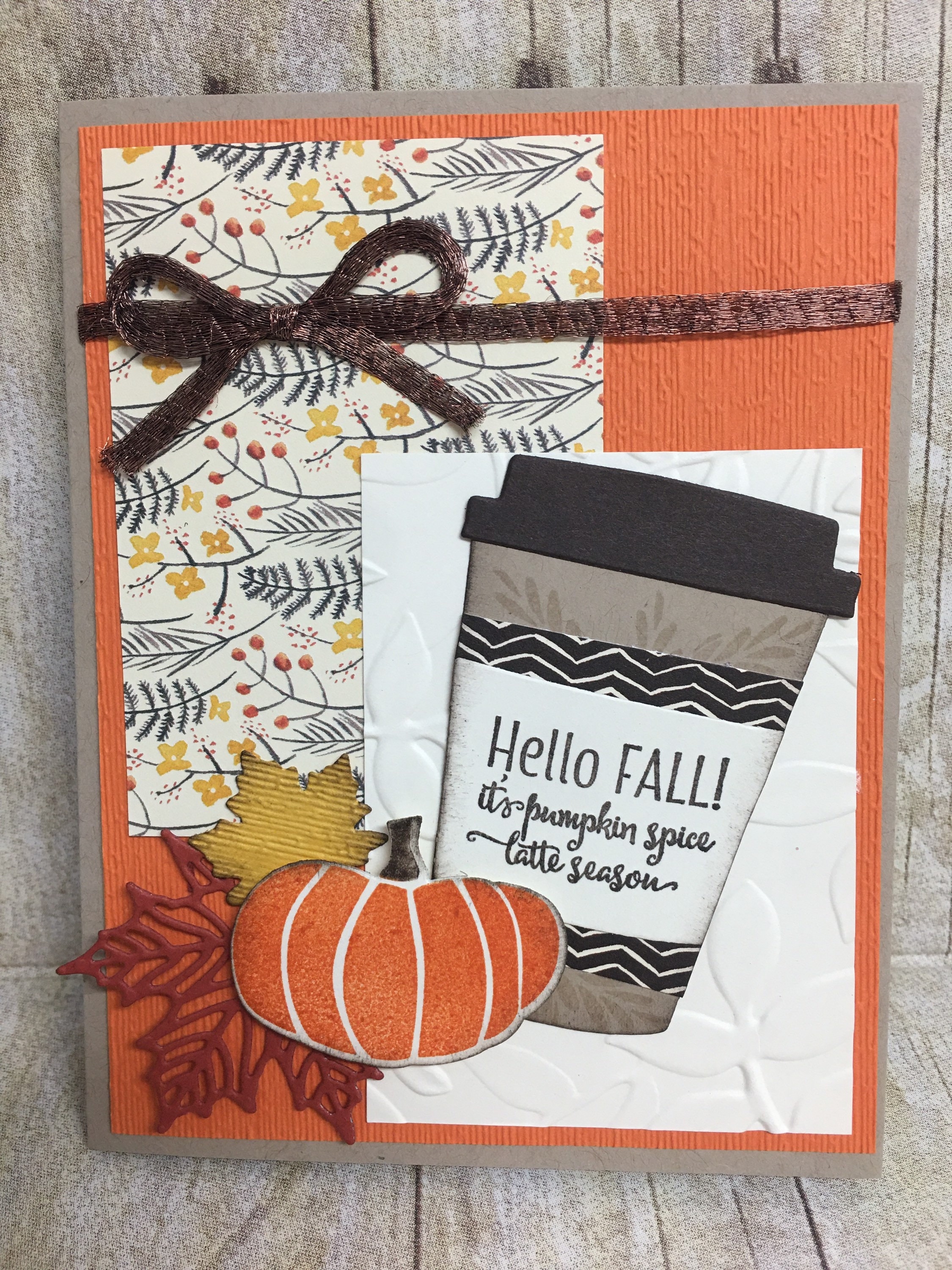 PUMPKIN SPICE LATTE Season Hello Fall! Hand Stamped Greeting Card - Etsy