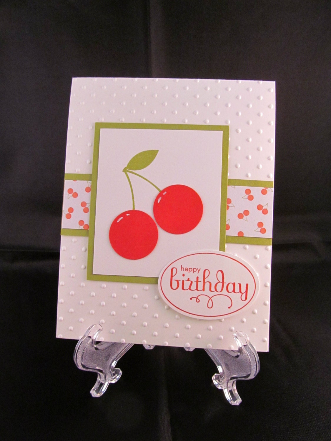 CHERRY GREETINGS Hand Stamped Birthday Greeting Card - Etsy