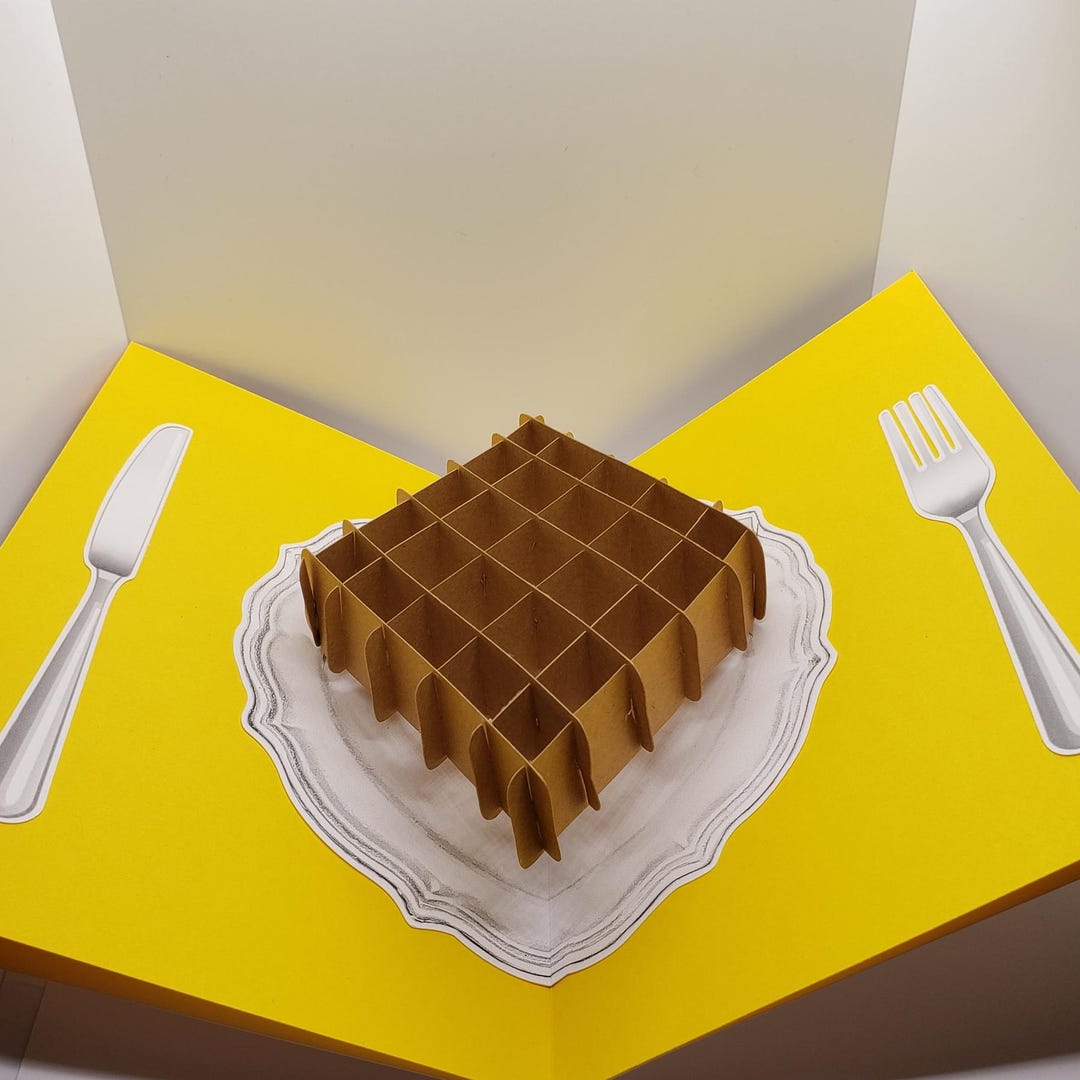 Pop-up Waffle Party Card 3D Personalized - Etsy