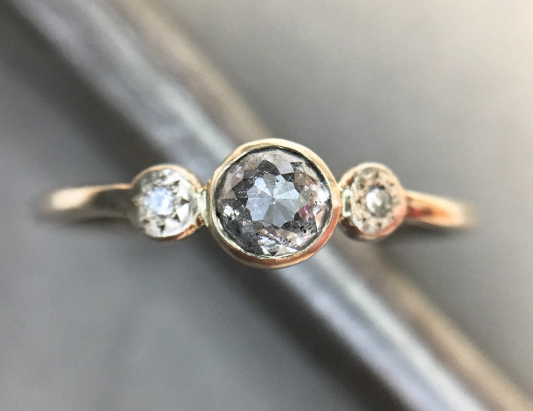 Salt and Pepper Diamond Ring - Etsy