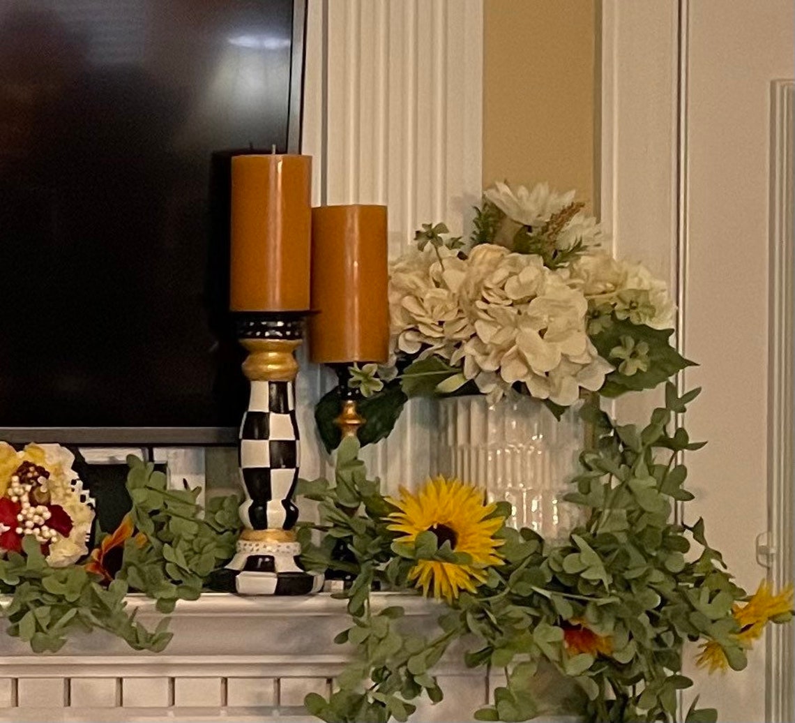 Designer Inspired, Hand Painted Candlesticks. They Are Made of Oak Wood ...