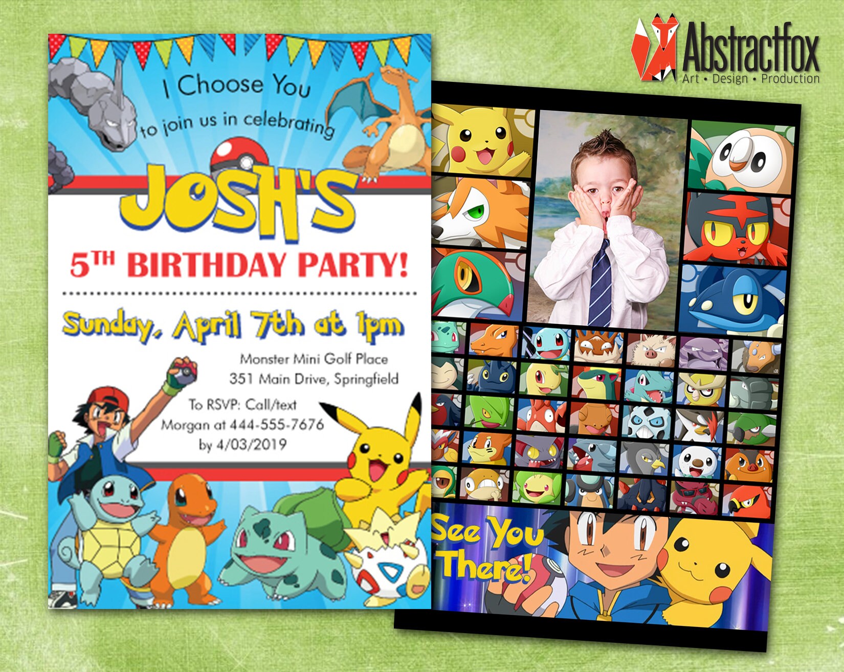 Pokemon Invitation Personalized Boy Birthday Invitation - Etsy