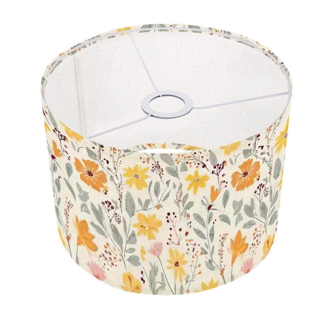 Lampshade With Neutral Floral Pattern – Beige & Taupe Botanical Print ...