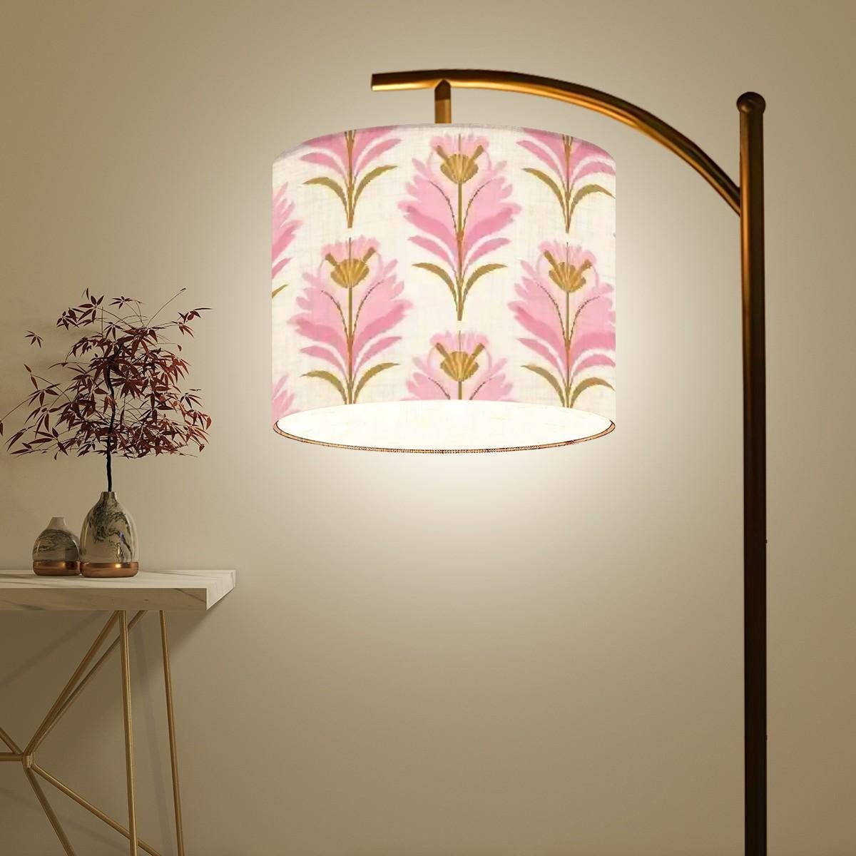 Floral Lamp Shade With Vintage Pink Pattern – Elegant Cottagecore ...