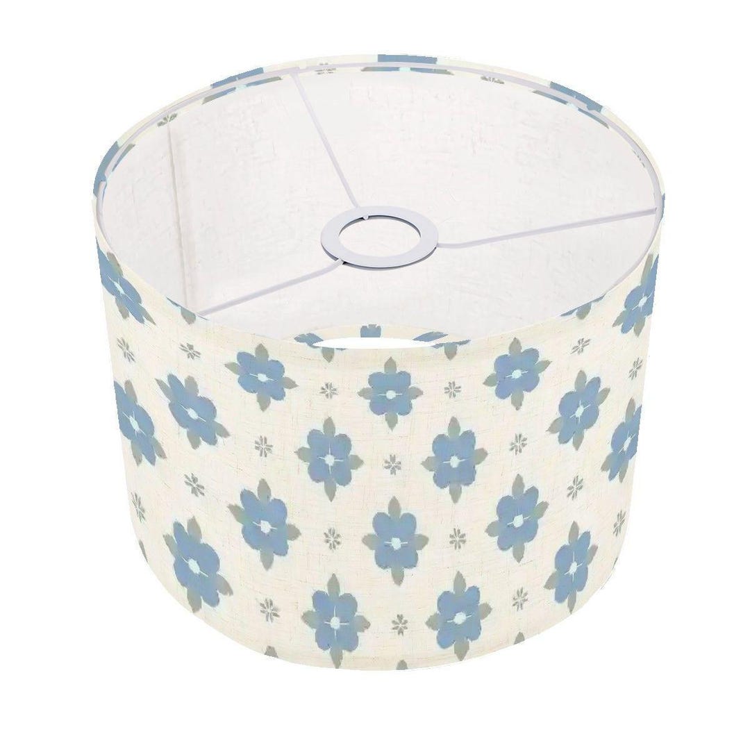 Lampshade With Retro Light Blue Flower Pattern – 60s Style Mid Century ...