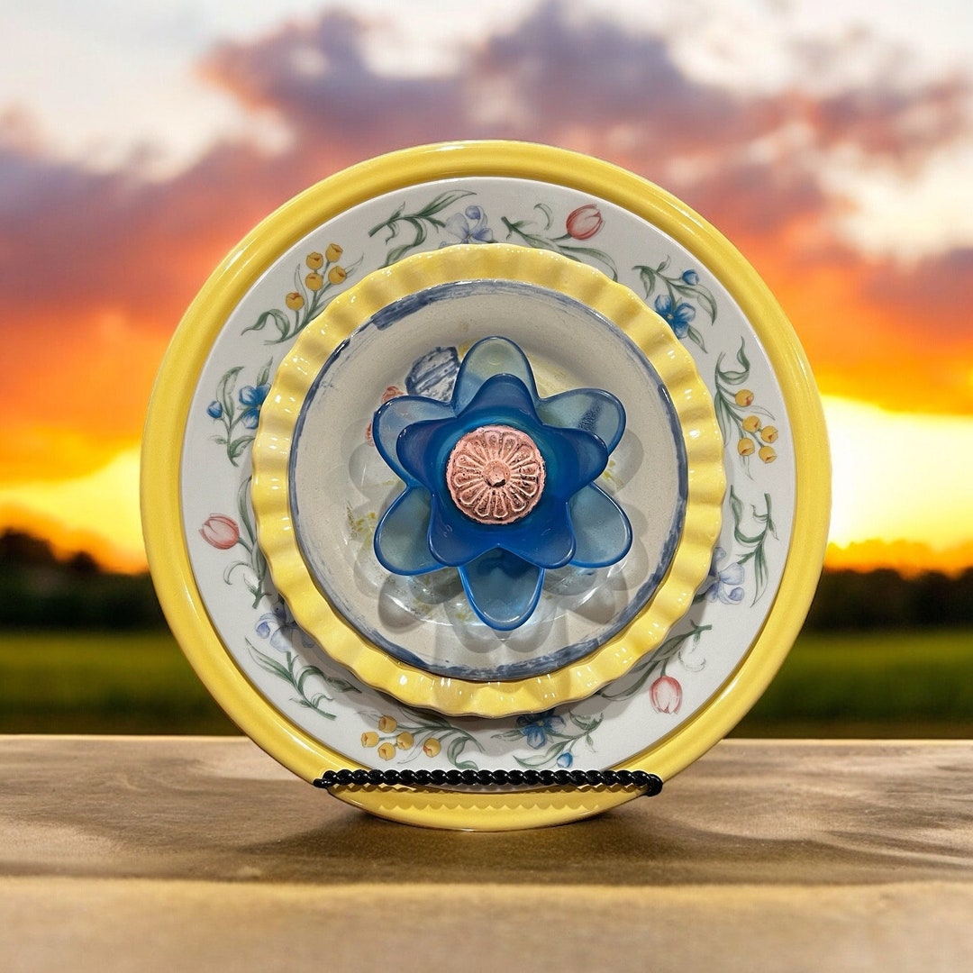 Outdoor Lawn Decor | Garden Flower | Plate Flowers | Outdoor Art ...