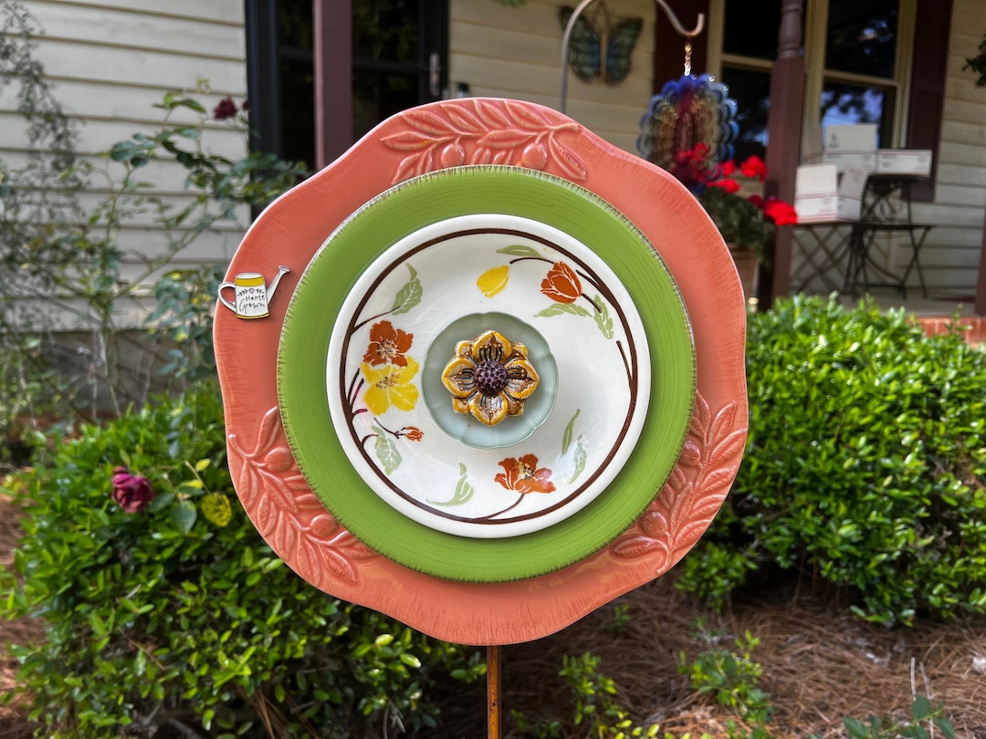 Garden Flower Decor | Garden Sculpture | Plate Flowers | Art Flowers ...