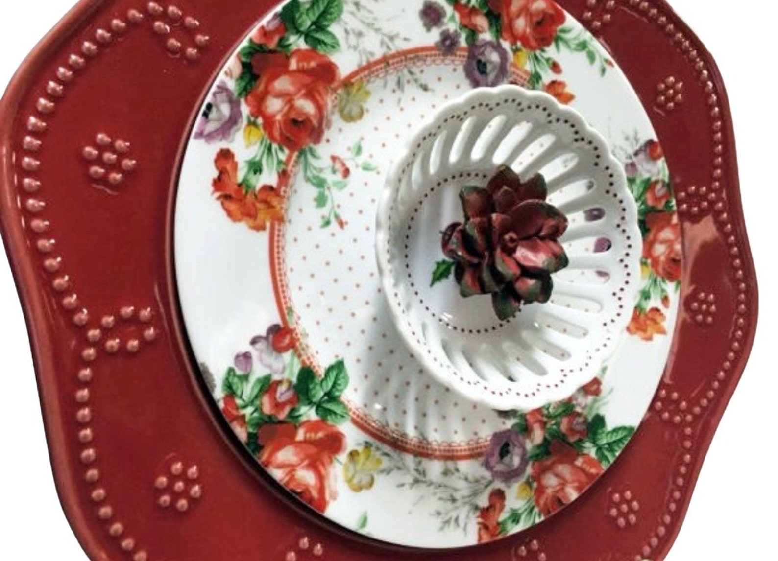 Dish Flowers Dish Art Decor Glass Plate Flower Glass Art Plate Flowers ...