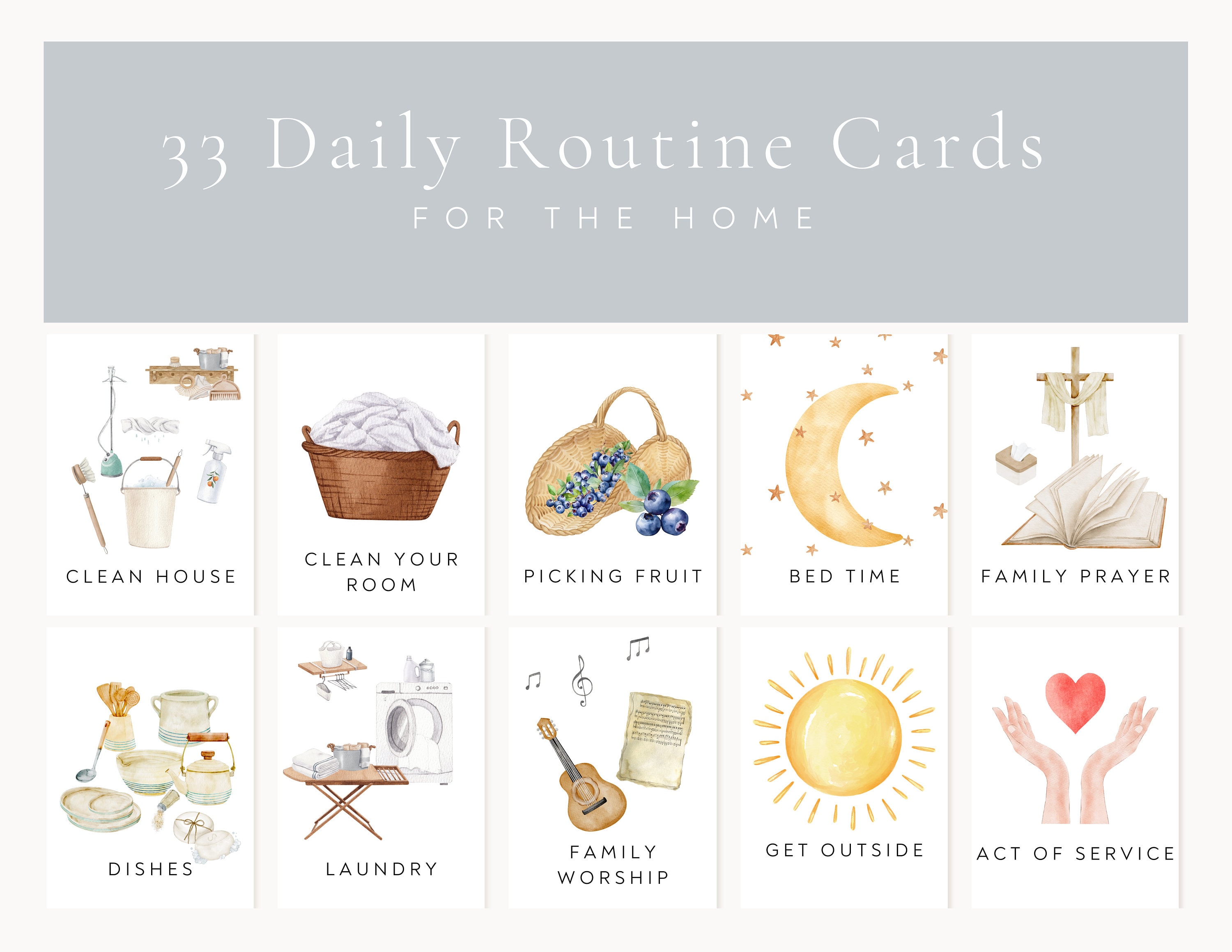 Daily Routine Homemaker Cards for the Home, Routine Cards, to Do Lists ...