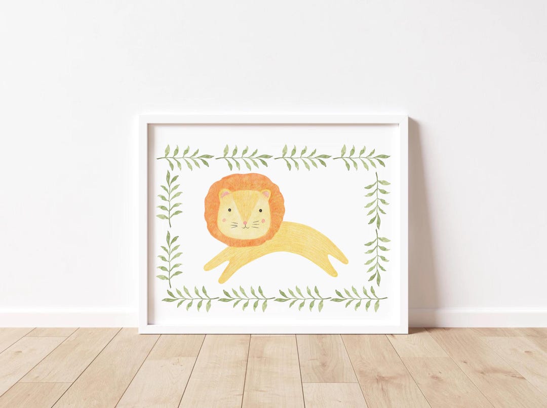 Illustrated Lion Nursery Printable, Horizontal Lion Nursery Print ...