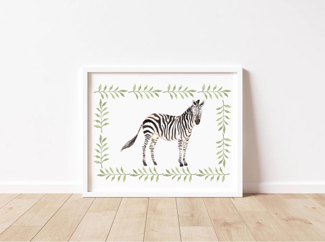 Illustrated Zebra Nursery Printable, Horizontal Zebra Nursery Print ...