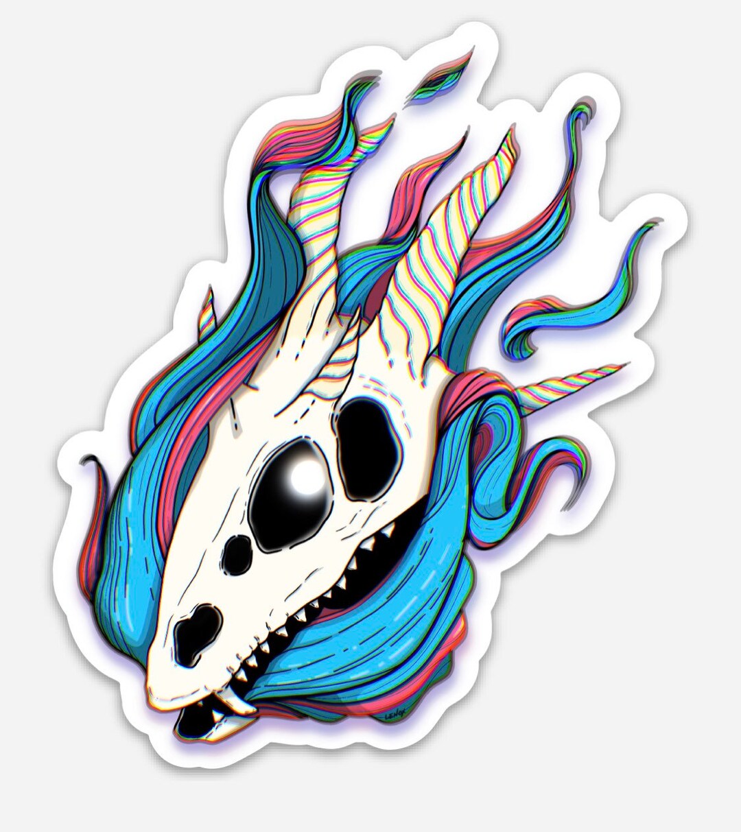 Psychedelic Bone Dragon Vinyl Sticker - Etsy