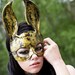 Black and Gold Leather Rabbit Mask / Leather Bunny Mask / Halloween ...