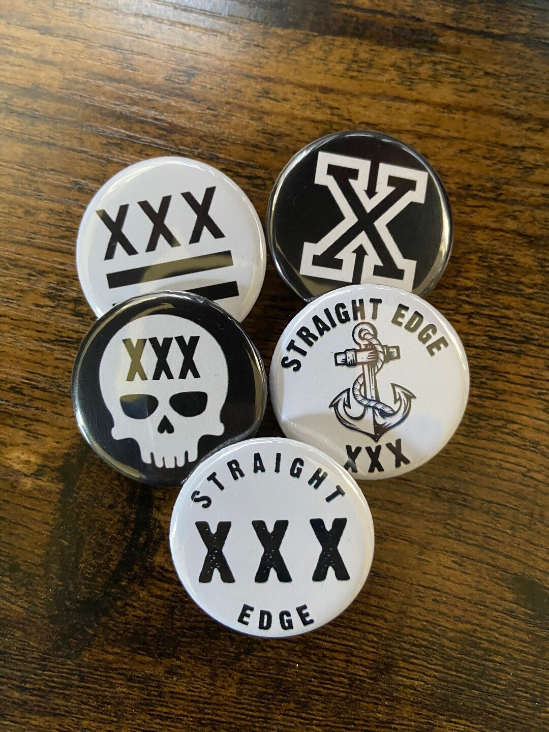 Straight Edge Button 5 Pack! -1.25" Buttons - Drug Free - XXX - Etsy