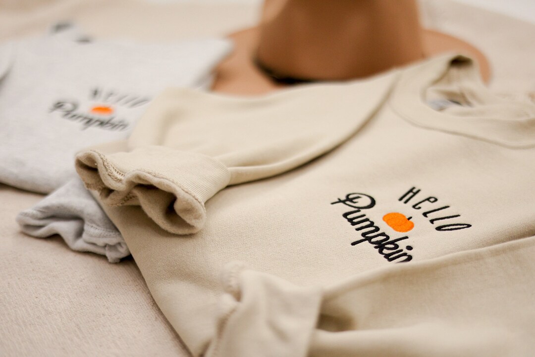 Hello Pumpkin Embroider UNISEX SWEATER, Fall Sweatshirt, Fall Crewneck ...
