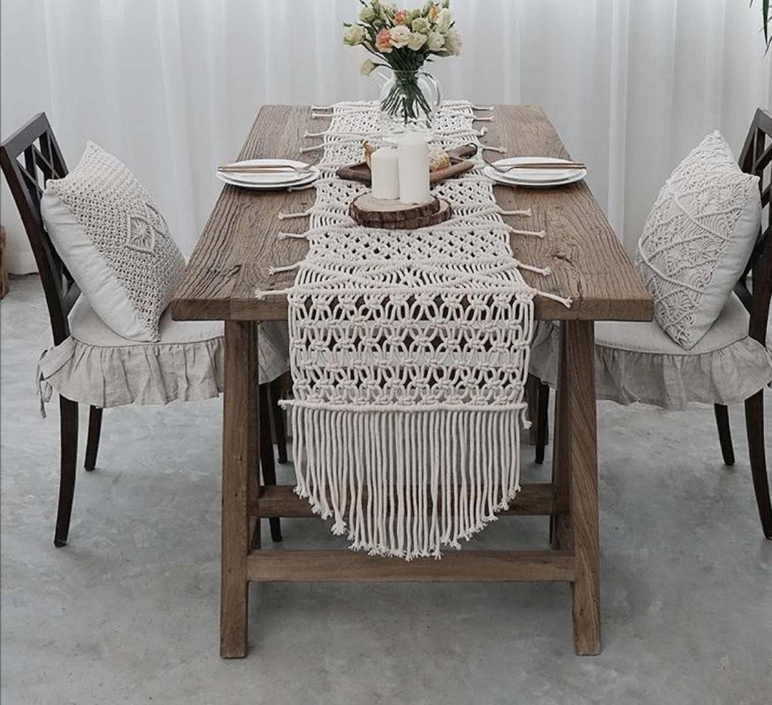 Custome Table Runner Handmade Ecru natural Macrame Runner - Etsy