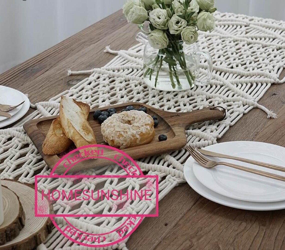 Custome Table Runner Handmade Ecru natural Macrame Runner | Etsy