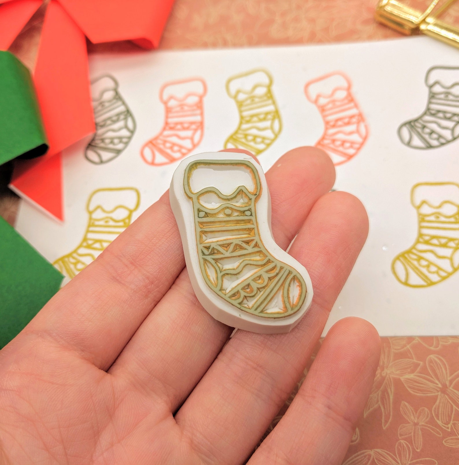 Christmas Socks Stamp Handmade Rubber Stamp Card - Etsy